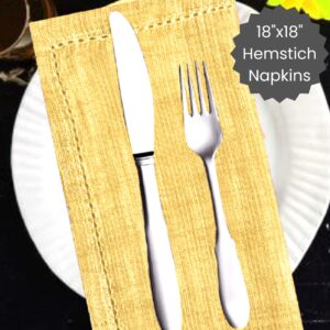 Cotton Clinic 12 Pack Farmhouse Style Slub Textured 18x18 Cloth Dinner Napkins, 100% Cotton for Everyday Use and Events - Soft and Durable Cocktail Napkins, Wedding Dinner Napkins, Yellow