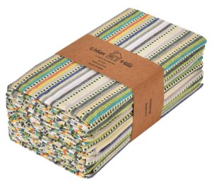 urban villa easter dinner napkins dobby stripes cloth napkins set of 12 beige multi color dinner napkins 20x20 inches 100% cotton napkins over sized cloth napkins with mitered corners dinner napkins