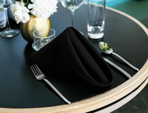 Utopia Home [24 Pack, Black] Cloth Napkins 17x17 Inches, 100% Polyester Dinner Napkins with Hemmed Edges, Washable Napkins Ideal for Parties, Weddings and Dinners