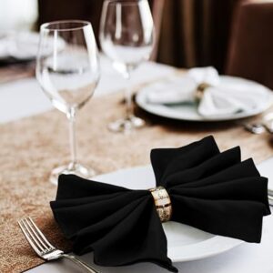 Utopia Home [24 Pack, Black] Cloth Napkins 17x17 Inches, 100% Polyester Dinner Napkins with Hemmed Edges, Washable Napkins Ideal for Parties, Weddings and Dinners