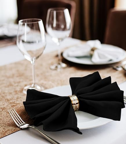 Utopia Home [24 Pack, Black] Cloth Napkins 17x17 Inches, 100% Polyester Dinner Napkins with Hemmed Edges, Washable Napkins Ideal for Parties, Weddings and Dinners