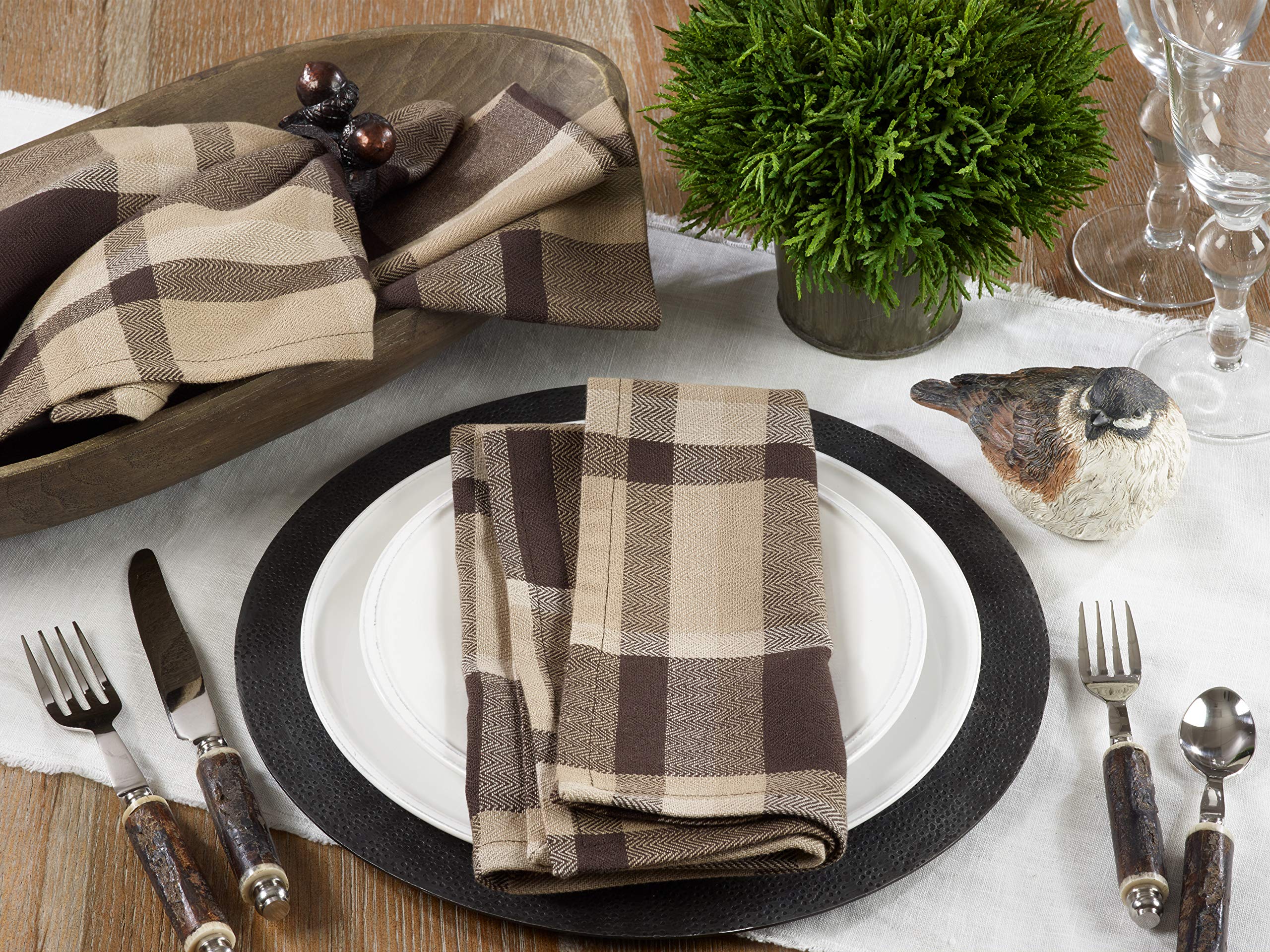 100% Cotton Plaid Design Table Napkins (Set of 4)