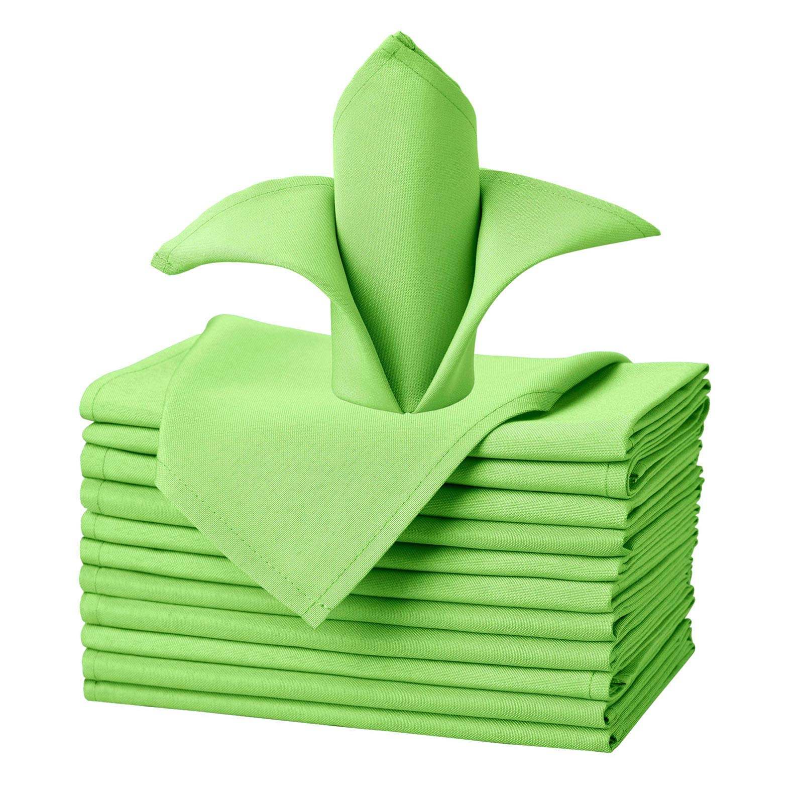 VEEYOO Green Cloth Napkins - 17 x 17 Inch Apple Green Dinner Napkin Set of 12, Soft Washable and Reusable Table Napkins for Holiday Dinner, Parties, Wedding and More