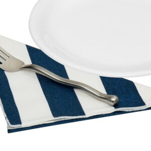 Blue and White Cloth Napkins 18" Dinner to Mix with Red White and Blue Stripes, July 4 Décor Patriotic Stars and Stripes Cotton Linen Napkins Pk 4