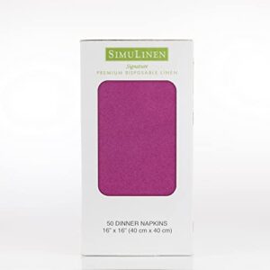 SimuLinen Magenta Dinner Napkins Paper Disposable & Decorative –Dinner Napkins with Linen-feel, Cloth-Like & KOSHER for Passover, Easter, Weddings, Shower Napkins – Size: 16”x16” – Box of 50