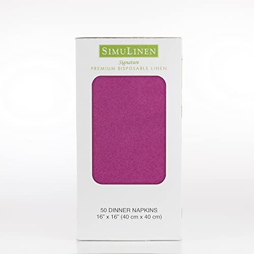 SimuLinen Magenta Dinner Napkins Paper Disposable & Decorative –Dinner Napkins with Linen-feel, Cloth-Like & KOSHER for Passover, Easter, Weddings, Shower Napkins – Size: 16”x16” – Box of 50