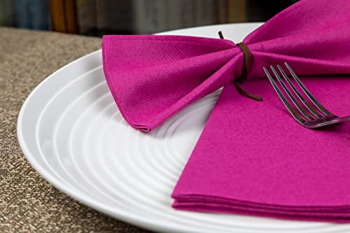 SimuLinen Magenta Dinner Napkins Paper Disposable & Decorative –Dinner Napkins with Linen-feel, Cloth-Like & KOSHER for Passover, Easter, Weddings, Shower Napkins – Size: 16”x16” – Box of 50