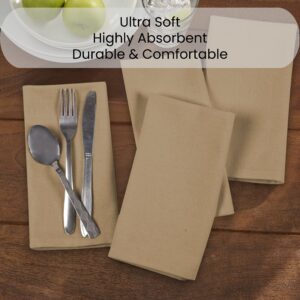 Dine n Decor Set of 12 Cloth Dinner Napkins 100% Cotton - Soft Durable Washable - Ideal for Farmhouse Party Weddings Christmas Easter - Perfect Everyday Use Cloth Napkins Beige 17x17