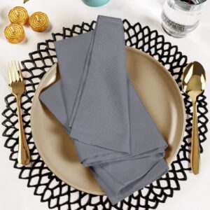 Utopia Kitchen Charcoal Cloth Napkins [12 Pack, 18x18 Inch] Cotton Blend Washable and Reusable Table Dinner Napkins for Hotel, Lunch, Restaurant, Weddings, Event and Parties