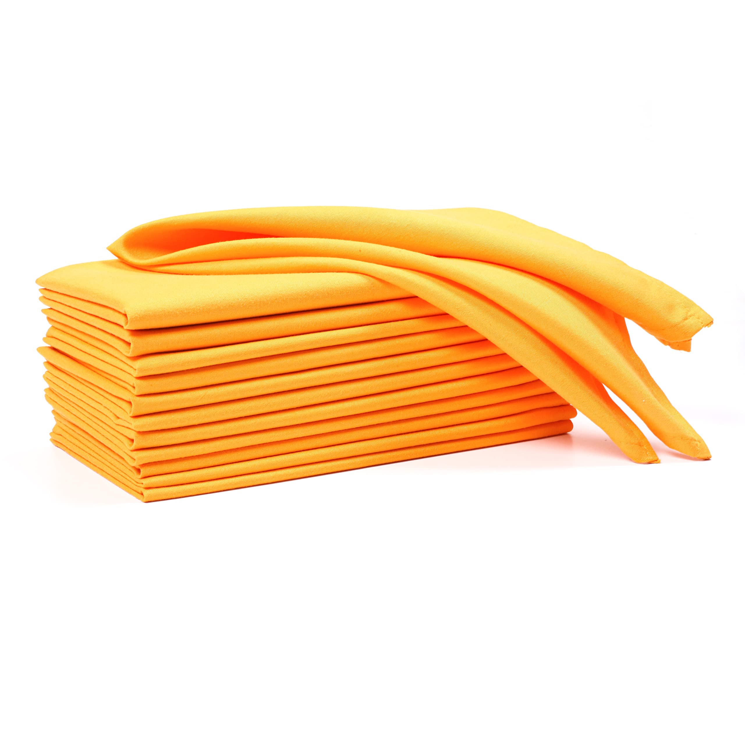 12 Pack Polyester Cloth Napkins 20 Inch Square Premium Colored, Oversized, Double Folded and Hemmed Table Napkins for Restaurant, Bistro, Wedding, Thanksgiving and Christmas (20x20 -Mustard)