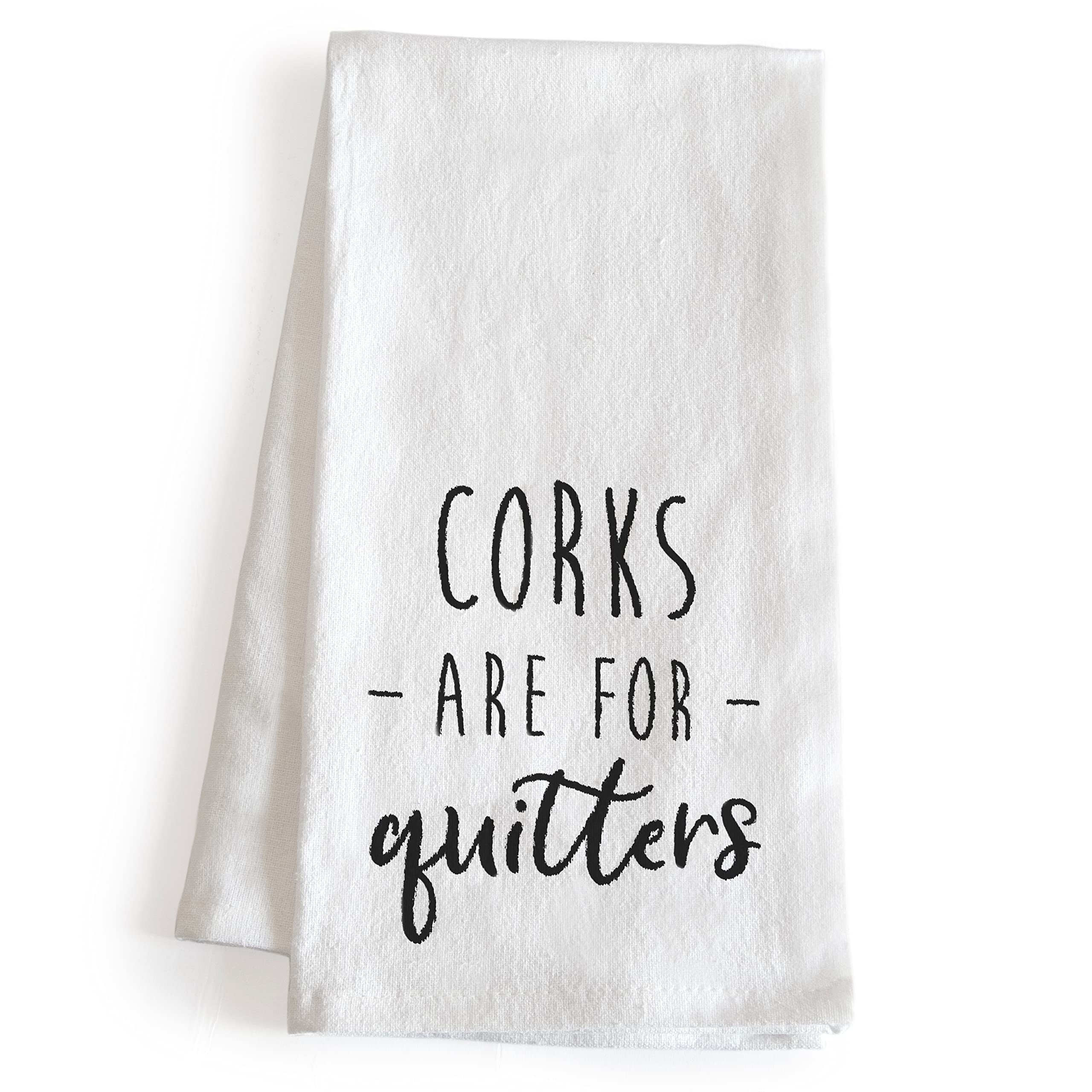 MAINEVENT Corks Are For Quitters 18x24 Inch White Cotton Hand Towel