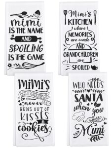 4 pieces nana kitchen towel funny dish towel microfiber tea towel nana gift for home birthday kitchen cooking baking (mimi)