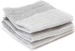 full circle tidy 100% organic cotton dish cloths, set of 3, grayscale