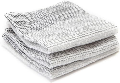 Full Circle Tidy 100% Organic Cotton Dish Cloths, Set of 3, Grayscale