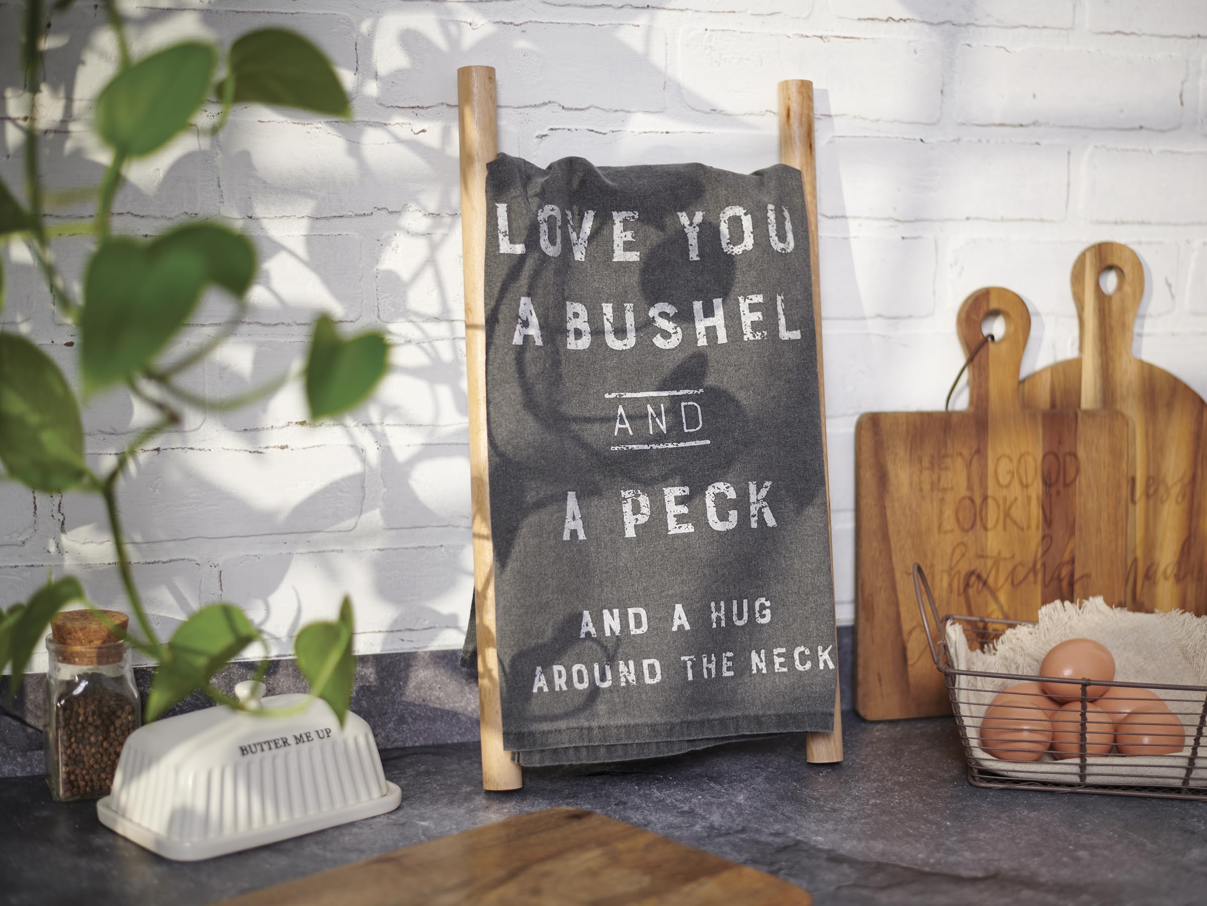 Primitives by Kathy Love You A Bushel and A Peck and A Hug Around The Neck Decorative Kitchen Towel, Cotton