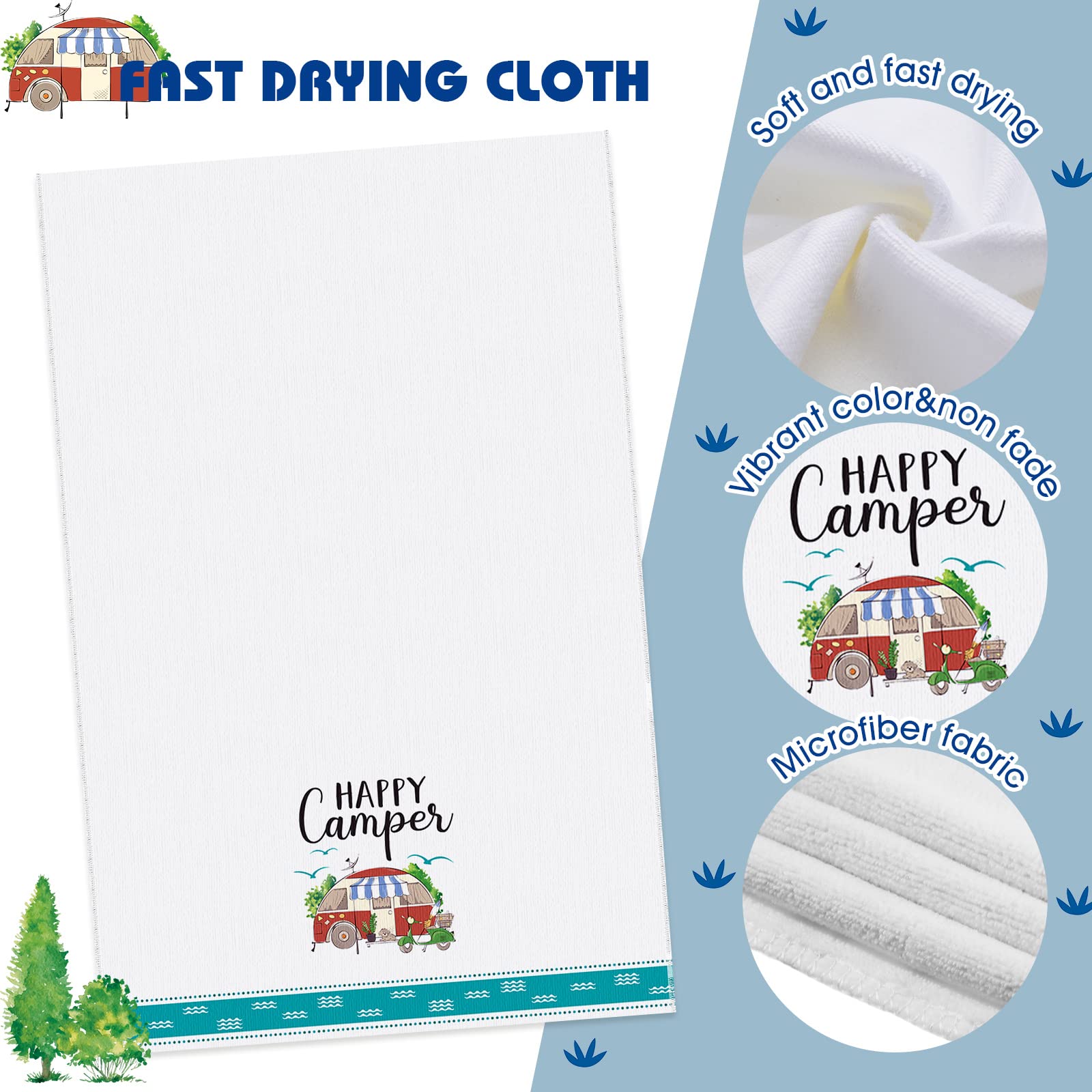 4 Pcs Camping Dish Towels Pot Holders Oven Mitts Set Making Memories One Campsite at a Time RV Kitchen Towels Soft Absorbent Pot Holder Camper Oven Mitt Dish Cloths Hand Towels