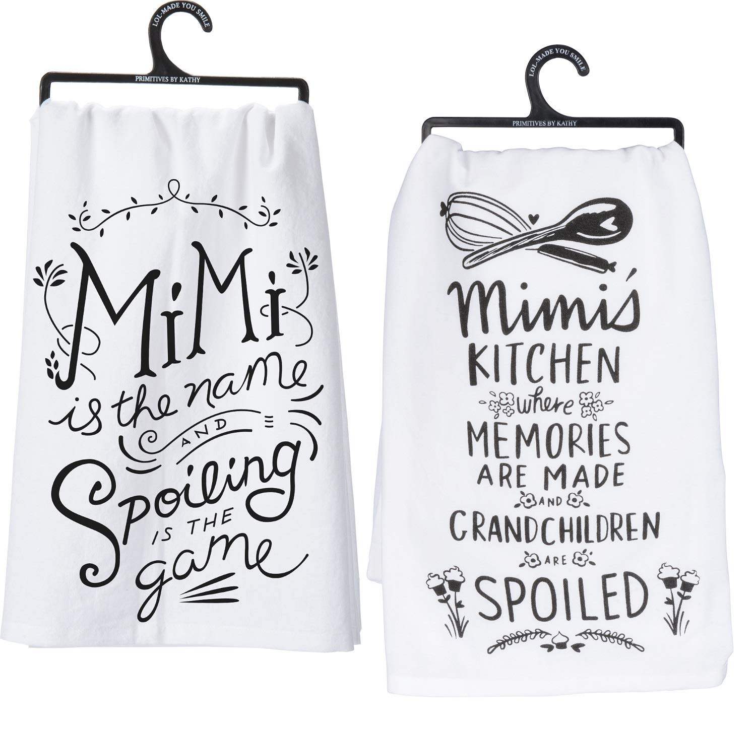 Primitives by Kathy Mimi Towel Bundle - Mimi is The Name Spoiling and Mimi's Kitchen Where Memories