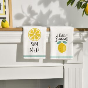 Artoid Mode It's Summer Time Lemons Kitchen Dish Towels, 18 x 26 Inch Seasonal Summer Fruit Ultra Absorbent Drying Cloth Tea Towels for Cooking Baking Set of 4