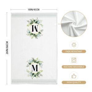 GEEORY Monogram Letter M Kitchen Towels for Home Decor Eucalyptus Leaves Family Last Name Initial Dish Towels 18x26 Inch Ultra Absorbent Bar Drying Cloth Hand Towel Bathroom Decorations Set of 2