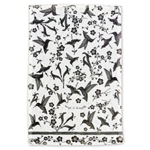 Karma Gifts Black And White Boho Tea Towel, Cotton, Hummingbird 18" x 22"