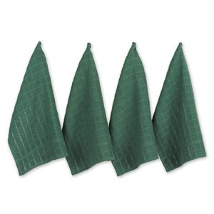 dii basic terry collection windowpane dishtowel set, 16x26, dark green solid, 4 piece