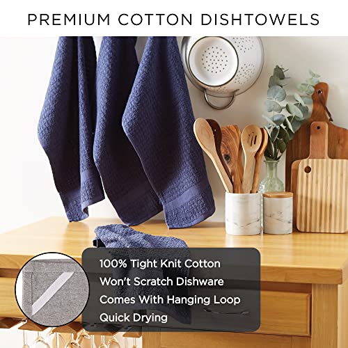 DII Basic Terry Collection Windowpane Dishtowel Set, 16x26, Dark Green Solid, 4 Piece