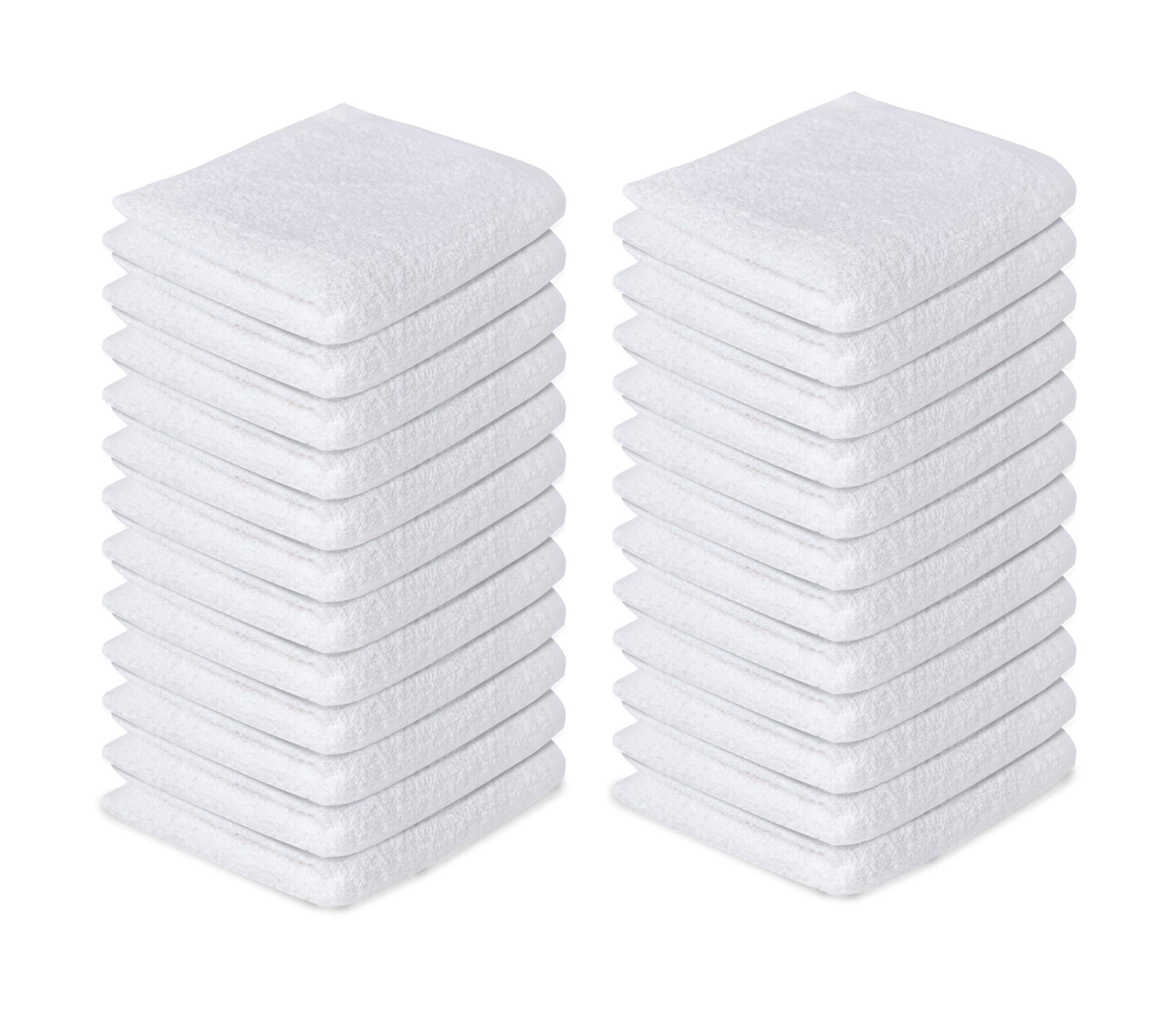 Cotton Terry Towel Cleaning Cloths White, 14"x17" Pack of 24, 100% Cotton Terry Cloth Bar Rags White Bar Towels Multi-Purpose High Absorbent Terry Towels for Cleaning Auto Detailing or Painters