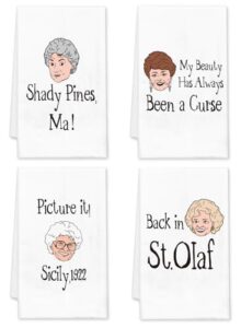 ddddxo golden girls kitchen towels, golden girls tv merchandise, golden girls gifts for girls, golden fans housewarming gift, decorative dish towels set of 4