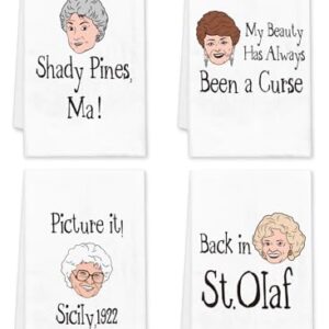 DDDDXO Golden Girls Kitchen Towels, Golden Girls TV Merchandise, Golden Girls Gifts for Girls, Golden Fans Housewarming Gift, Decorative Dish Towels Set of 4