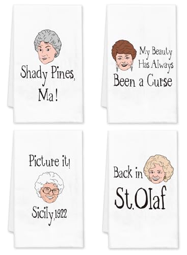 DDDDXO Golden Girls Kitchen Towels, Golden Girls TV Merchandise, Golden Girls Gifts for Girls, Golden Fans Housewarming Gift, Decorative Dish Towels Set of 4