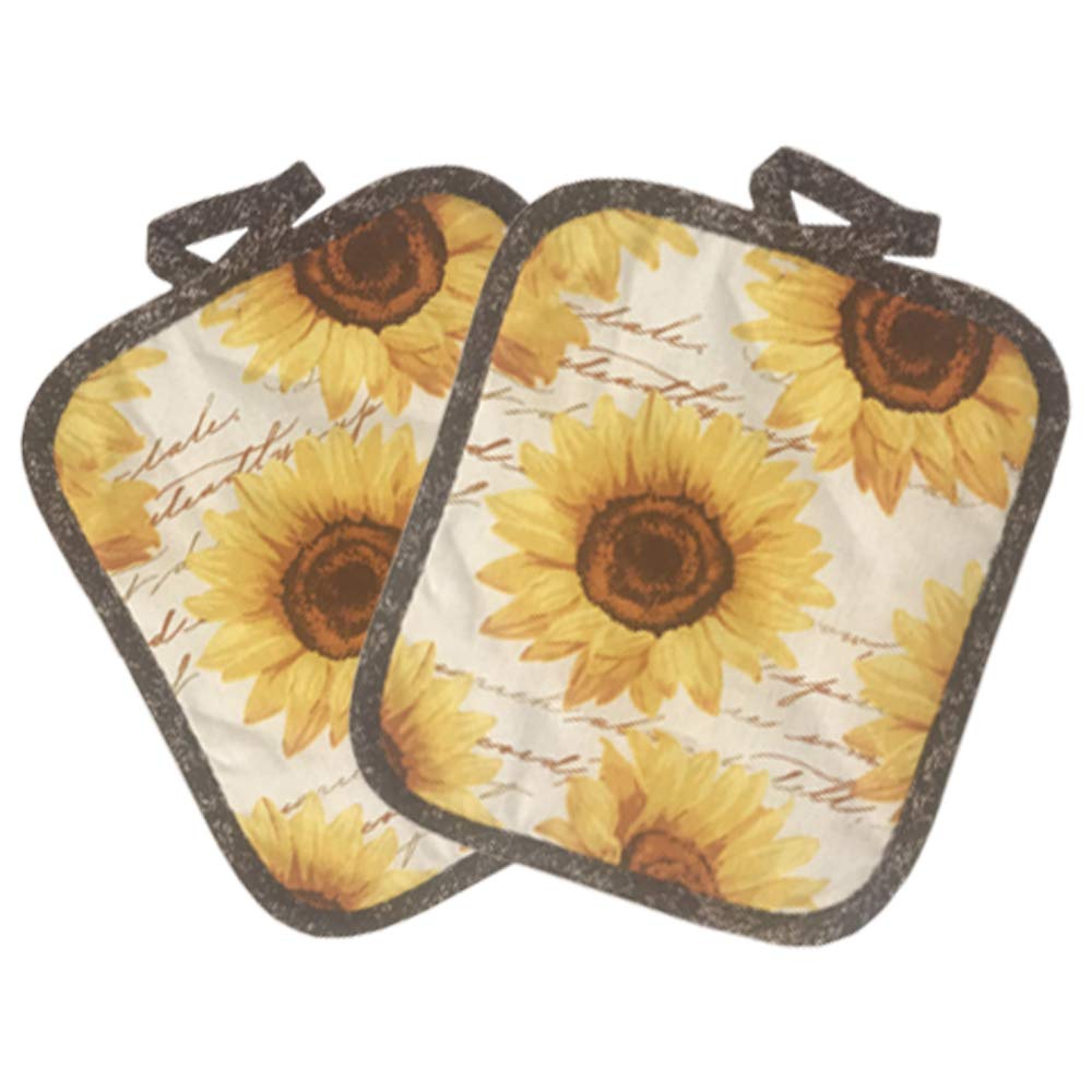 Lobyn Value Packs Golden Sunflower Kitchen Towel 5 Piece Linen Set 2 Towels 2 Pot Holders 1 Oven Mitt