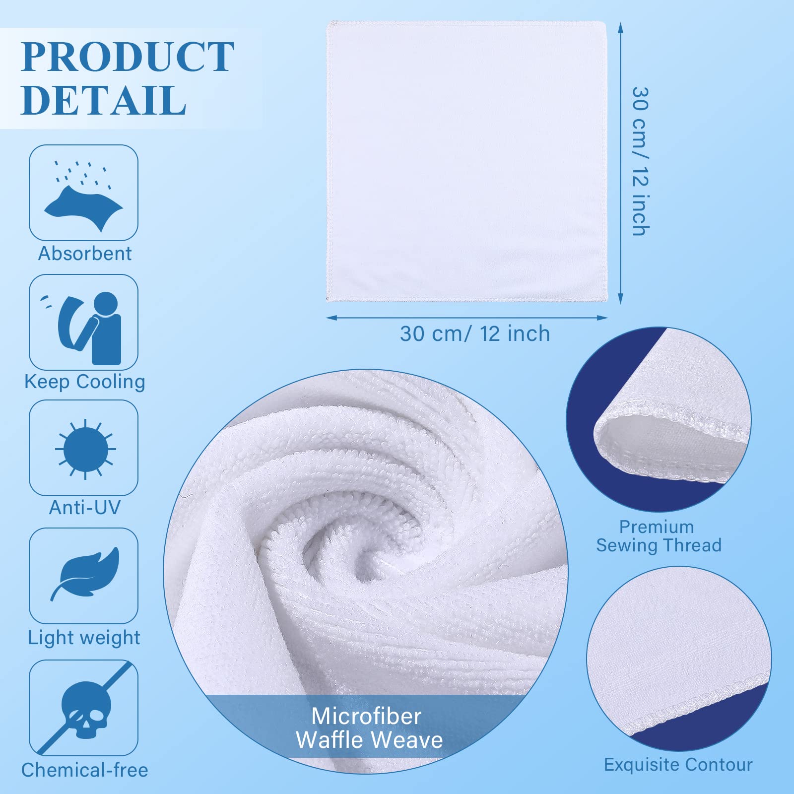 20 Pieces Sublimation Hand Towels 12 x 12 Inch Microfiber Dish Drying Towel Thick Tea Towel Absorbent Soft Polyester Towel for Sublimation Kitchen Cleaning Supplies