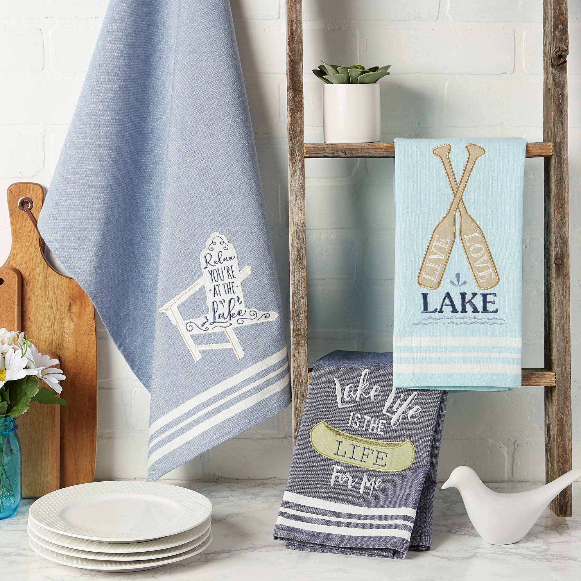 DII Tabletop Collection, Happy Camper Collection, Dishtowel Set, Lakeside, 3 Piece