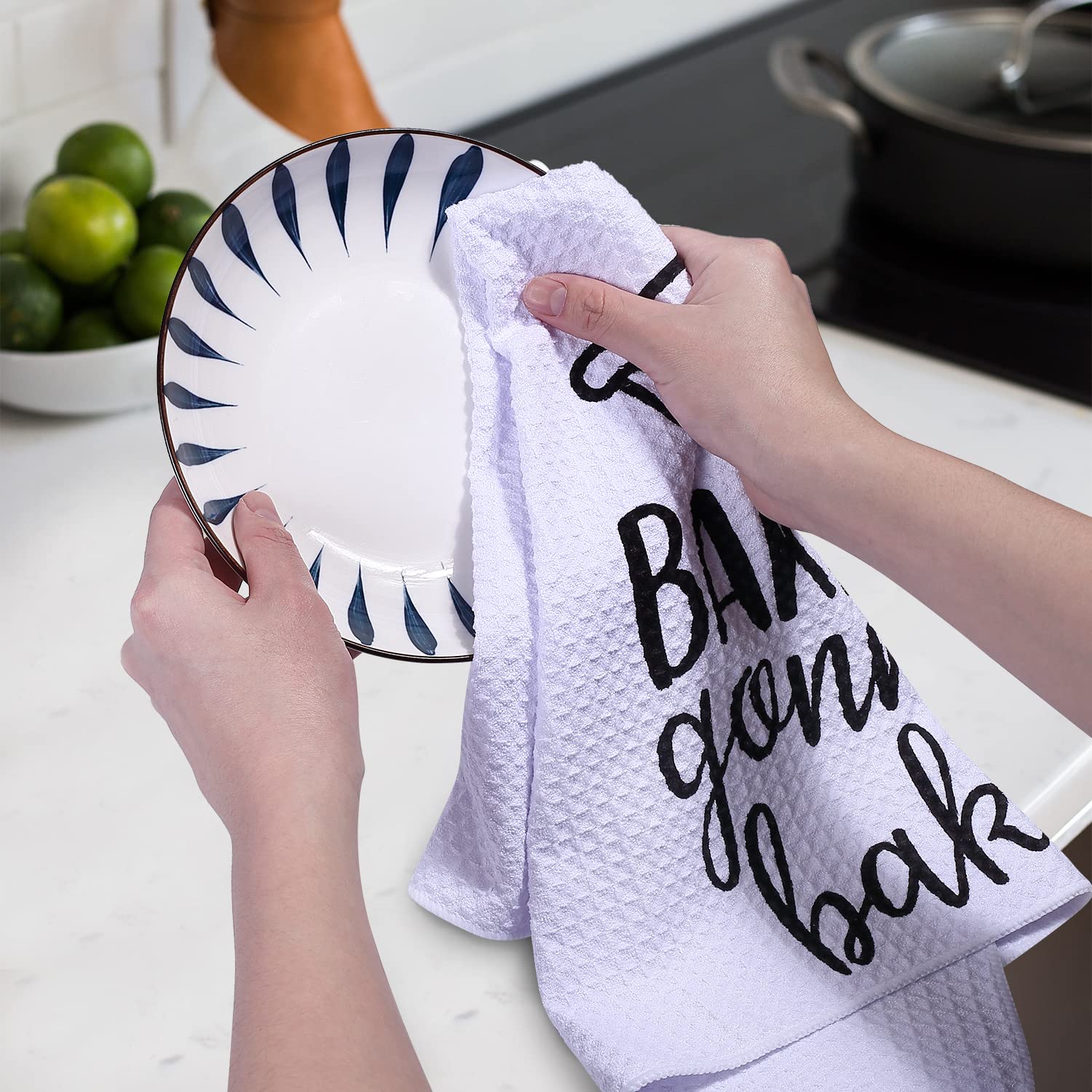 With Love From Julie Funny Kitchen Dish Towels Reusable White Drying Hand Towel Cloth Housewarming Gift I'm Baked Too