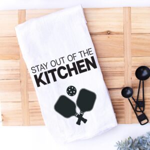 Funny Kitchen Towel - Pickleball Dish Cloth Set with Stay out of the Kitchen and Dink Responsibly Gift for Him or Her - Retirement - Christmas - Mothers Day - Fathers Day - Birthday (Dink/Kitchen Set)