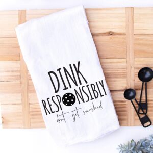 Funny Kitchen Towel - Pickleball Dish Cloth Set with Stay out of the Kitchen and Dink Responsibly Gift for Him or Her - Retirement - Christmas - Mothers Day - Fathers Day - Birthday (Dink/Kitchen Set)