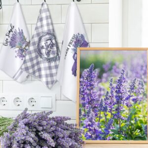 Boyiee Set of 6 Lavender Kitchen Towels Absorbent Dish Towels Lavender Towels 24 x 16 Inches Kitchen Gifts Purple Kitchen Hand Towels Lavender Lover Gifts for Farmhouse Kitchen Bathroom Decorations