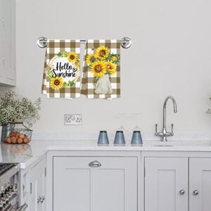 pinata Sunflower Kitchen Towels Set of 4-Gnome Bee Sunflower Dish Towels-Hello Sunshine Seasonal Tea Towels-Cute Home Sweet Home Hand Towels-Housewarming Gifts Sunflower Kitchen Decor for New Home