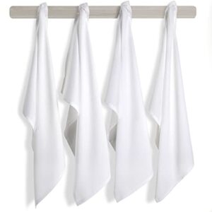 LANE LINEN Flour Sack Tea Towels Set for Kitchen, Premium Kitchen Towels for Cleaning, Dusting Cloth, Cloth for Bread Box, Pure Tencel Hand Towel, Light Towel for Drying Dishes – 4 Pack - White