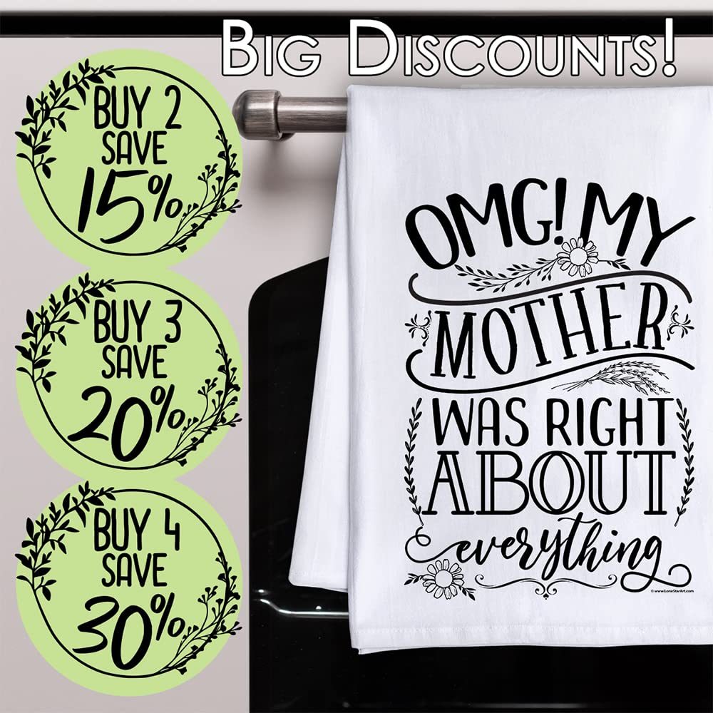 OMG! My Mother Was Right About Everything - Tea Towels - Funny Kitchen Towels Decorative Dish Towels with Sayings Funny Housewarming Kitchen Gifts - Multi-Use Cute Kitchen Towels-Funny Gifts for Women