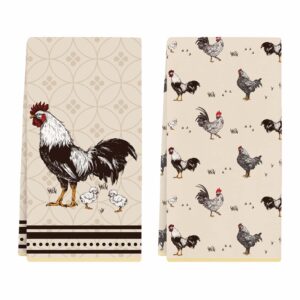 2 pack chicken kitchen towels, vintage chicken lady dish towels, chicken mom gift, farmhouse kitchen bathroom decor, birthday mother's day housewarming gifts for chicken lovers