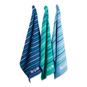 dii fresh catch collection kitchen dishtowel set, 18x28, blue sea, 3 piece