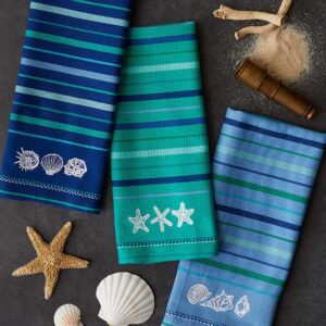 DII Fresh Catch Collection Kitchen Dishtowel Set, 18x28, Blue Sea, 3 Piece