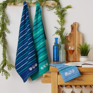 DII Fresh Catch Collection Kitchen Dishtowel Set, 18x28, Blue Sea, 3 Piece