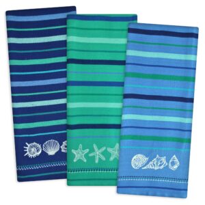 DII Fresh Catch Collection Kitchen Dishtowel Set, 18x28, Blue Sea, 3 Piece