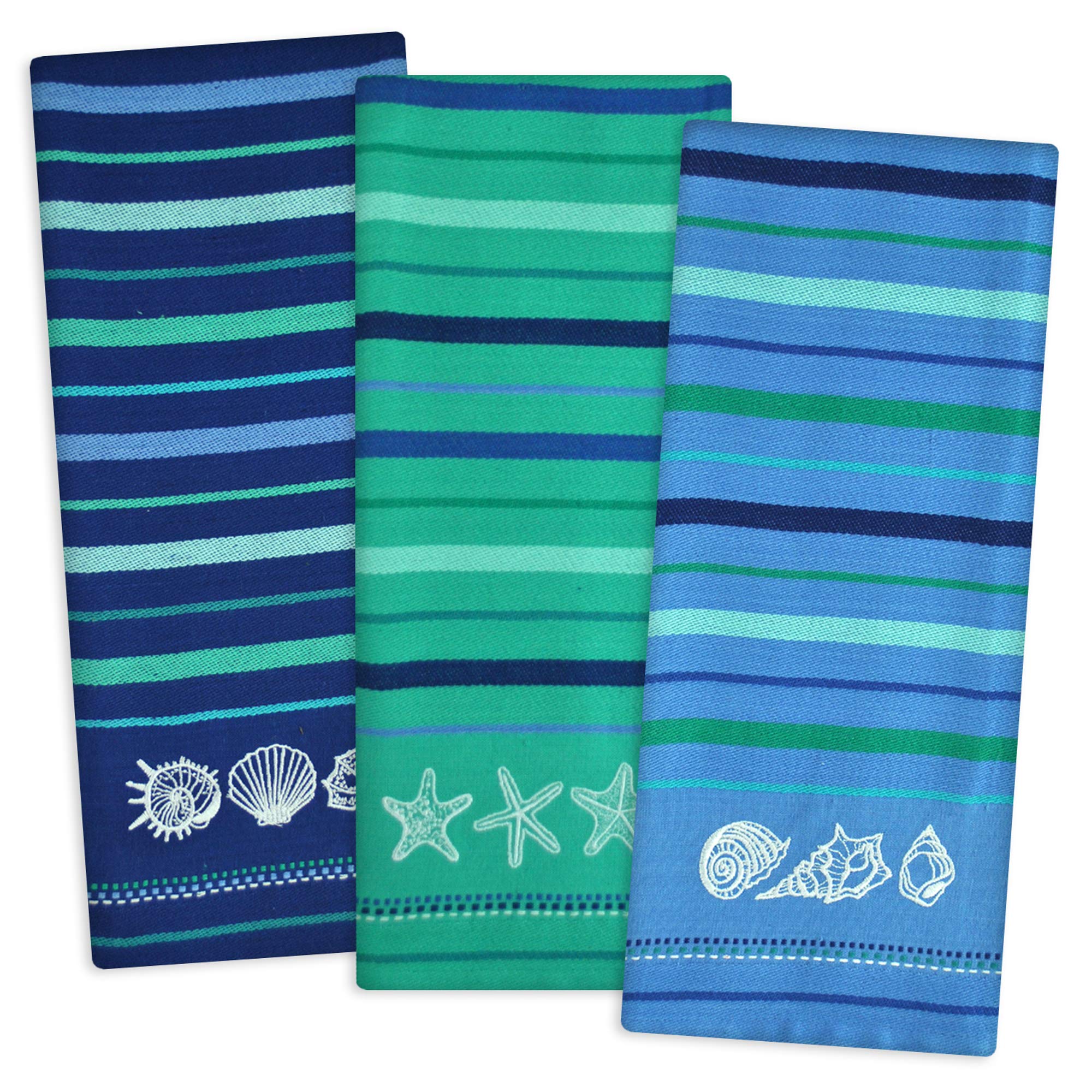 DII Fresh Catch Collection Kitchen Dishtowel Set, 18x28, Blue Sea, 3 Piece