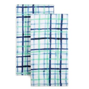 fiesta watercolor plaid kitchen towel set, 16"x28", multi-colored