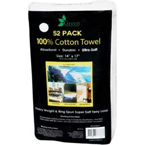 52 pack green lifestyle 14 x 17 100% cotton heavy weight wring spun soft terry loop shop towels