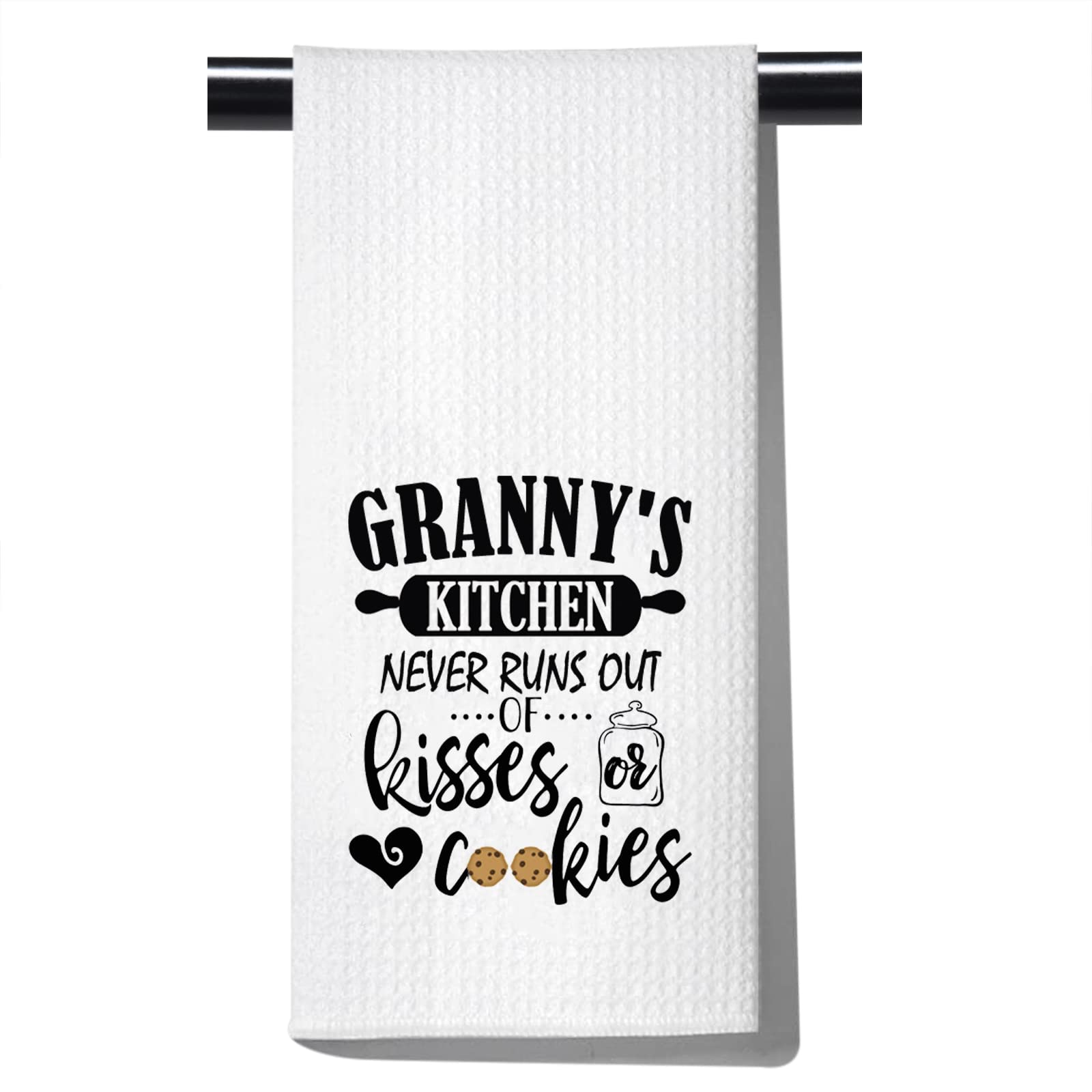 POFULL Granny's Kitchen Towel Granny's Kitchen Never Runs Out of Kisses and Cookies Dish Towel (Granny Towel)