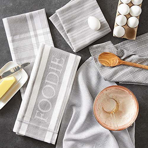 DII Everyday Collection Foodie Kitchen Set, Dishtowel & Dishcloth, Light Gray, 5 Piece